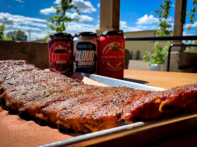 Ribs so good, they'll make you forget your table manners! These beauties are a testament to the art of low and slow cooking, paired perfectly with craft brews.