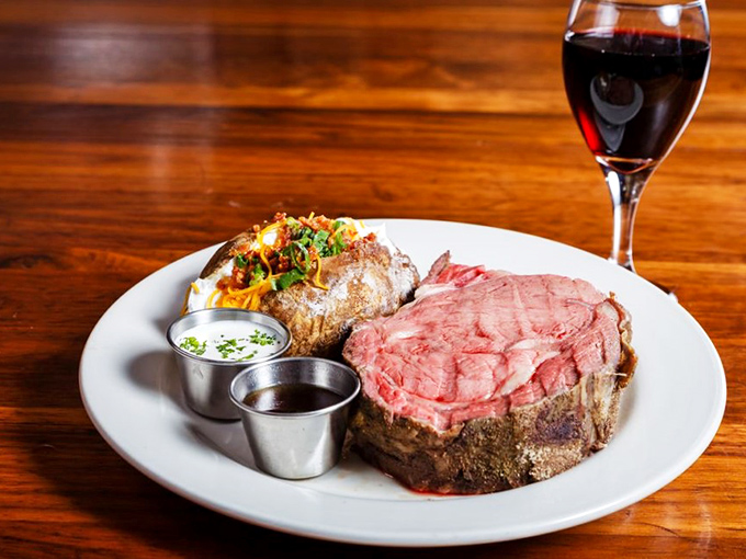 A feast fit for a lumberjack with a refined palate. This prime rib platter is the stuff of meat lovers' dreams, complete with all the fixings.
