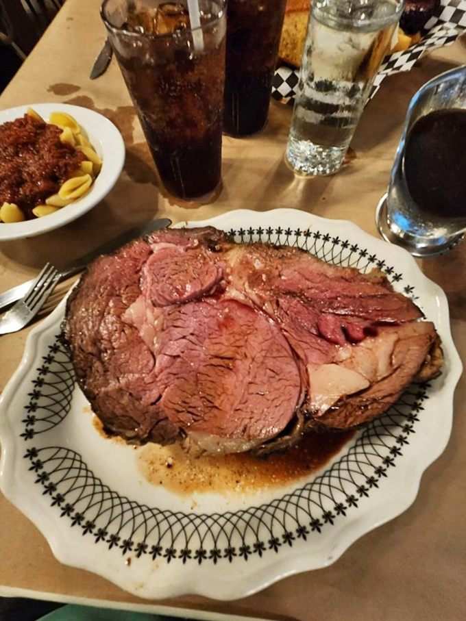 Ladies and gentlemen, the star of the show! This prime rib is ready for its close-up, and trust me, it tastes even better than it looks.