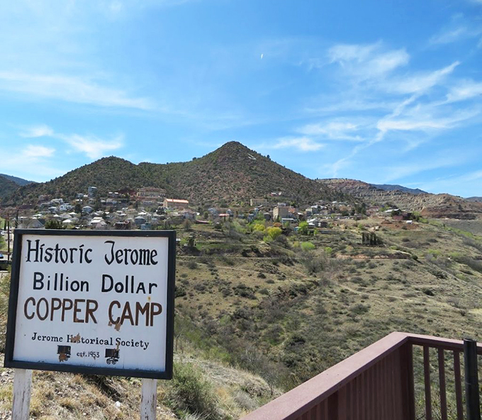 "Billion Dollar Copper Camp" - Jerome's version of a welcome mat. It's like Vegas, if Vegas traded neon for nostalgia and slot machines for mine shafts.