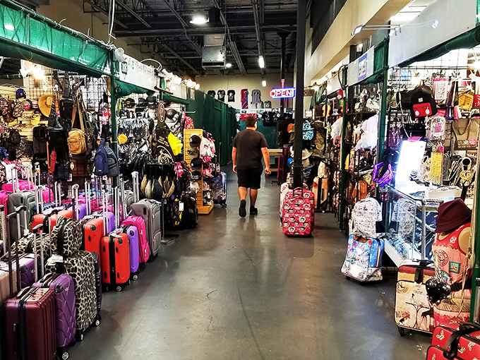 The thrill of the hunt is real. This shopper's determined stride says, "I came, I saw, I bargained!"