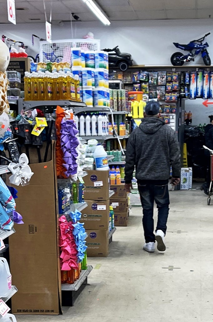 Bargain hunter in his natural habitat! Watch as he navigates the aisles with the skill of a seasoned explorer, seeking out deals like hidden treasure.