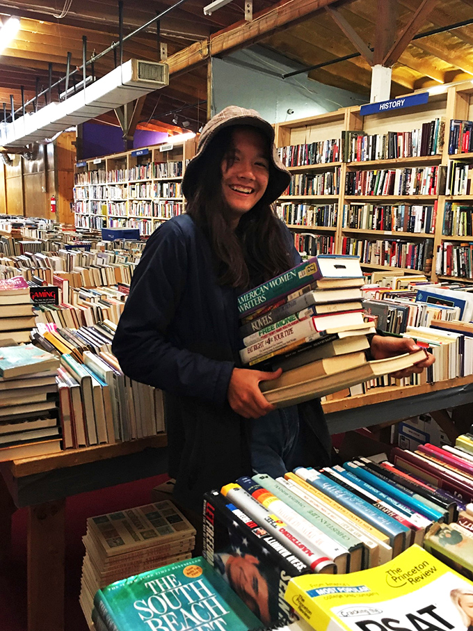 The joy of discovery! This book hunter's smile says it all &ndash; there's nothing quite like finding your next literary love affair.