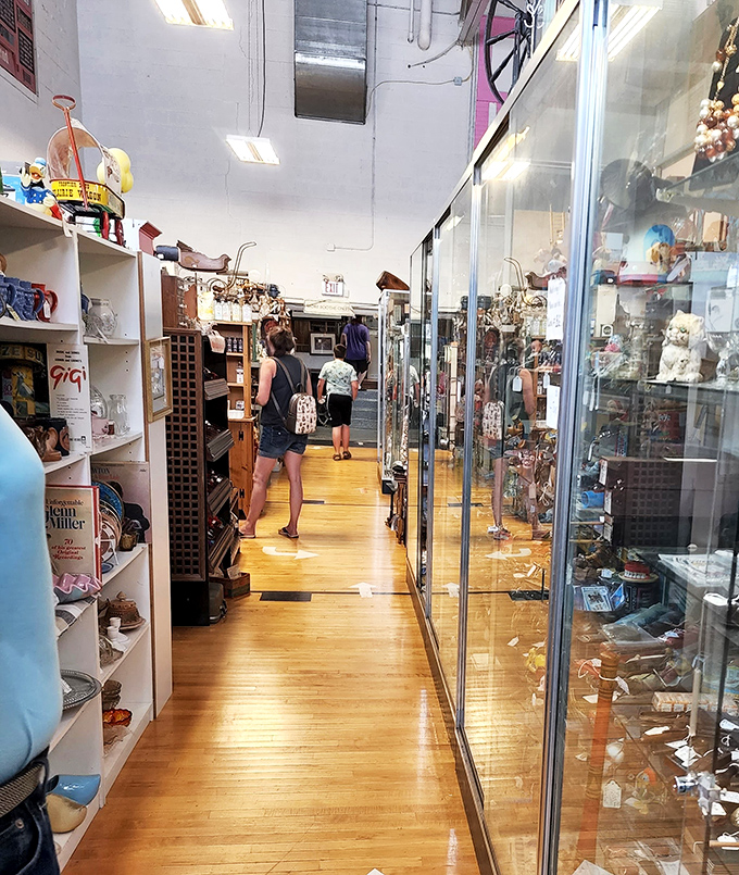 Treasure hunters in their natural habitat! Watch as they navigate the aisles, eyes peeled for that perfect find.