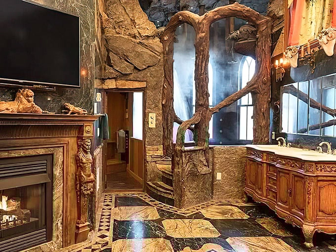 Indiana Jones meets interior design in this eclectic room. Who knew medieval chic could be so... groovy?