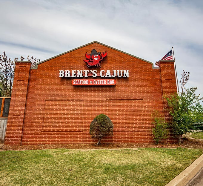 Brent's Cajun Seafood: That sassy crab mascot is basically saying, "Laissez les bon temps rouler" in Okie!