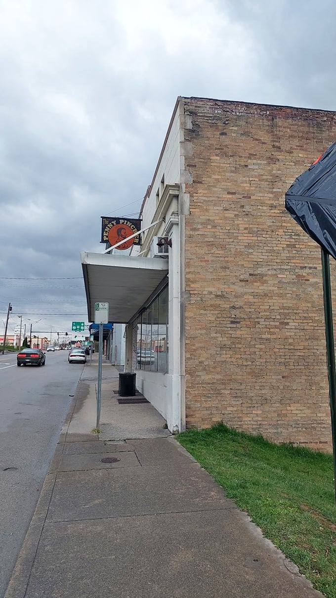 Penny Pincher Thrift Store: Where your wallet goes to relax. This vintage brick facade hides a world of budget-friendly treasures.