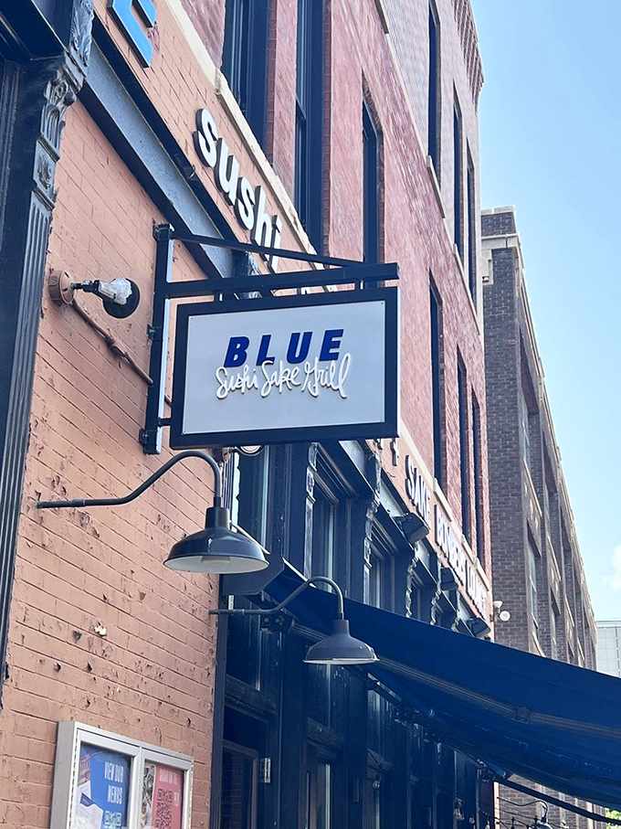 Sushi in the city! Blue's sleek exterior promises a night of sake sipping and roll indulging &ndash; chopsticks at the ready!