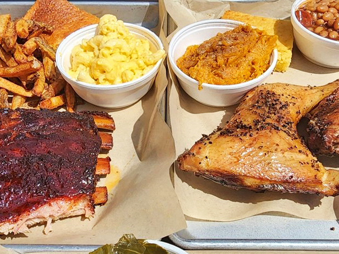 Meat lover's nirvana on a plate. This spread is so good, you might forget your table manners and start using your hands.