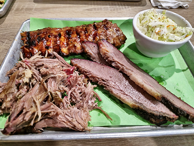 It's not a meal, it's a meat masterpiece! This BBQ platter is like an edible work of art, minus the pretentiousness.