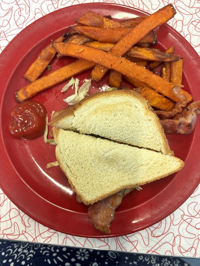 The BLT's cooler cousin has arrived, bringing sweet potato fries to the party. It's a sandwich that says, "I'm fun, but I've got depth."