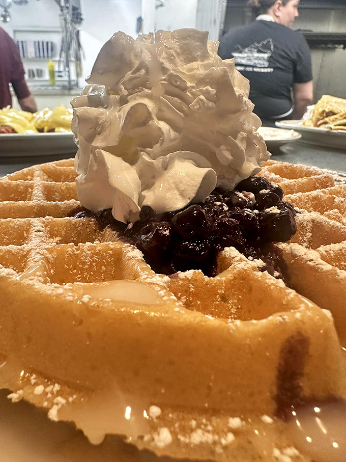 A waffle so perfect, it could unite waffle houses divided. Crispy exterior, fluffy interior &ndash; it's the breakfast peacemaker.