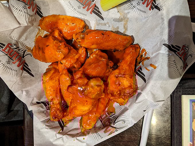 Glistening with sauce and perfectly arranged, these wings aren't just food&mdash;they're edible architecture with a side of primal satisfaction.