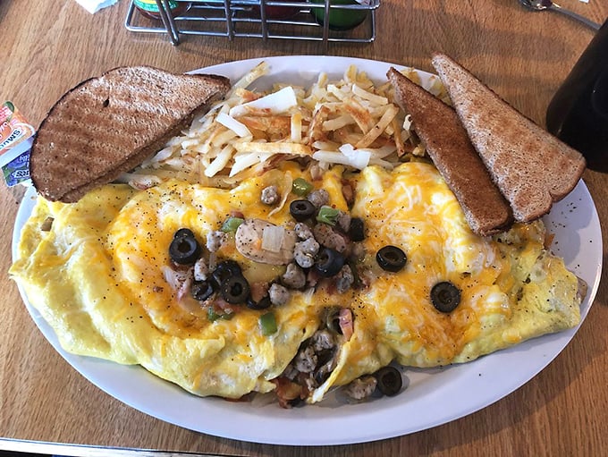 Omelet nirvana found! These gents look like they've discovered the eighth wonder of the breakfast world.