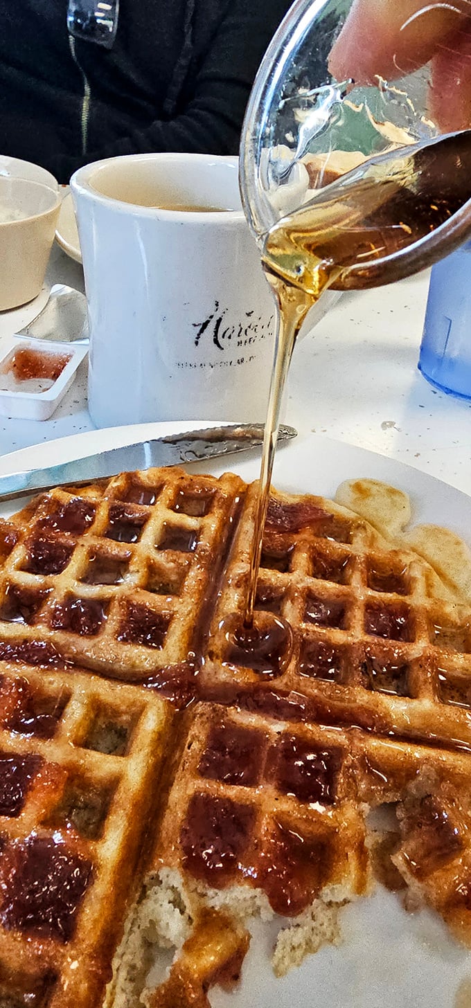 The holy grail of breakfast! This waffle spread could make even Ron Swanson shed a tear of joy.