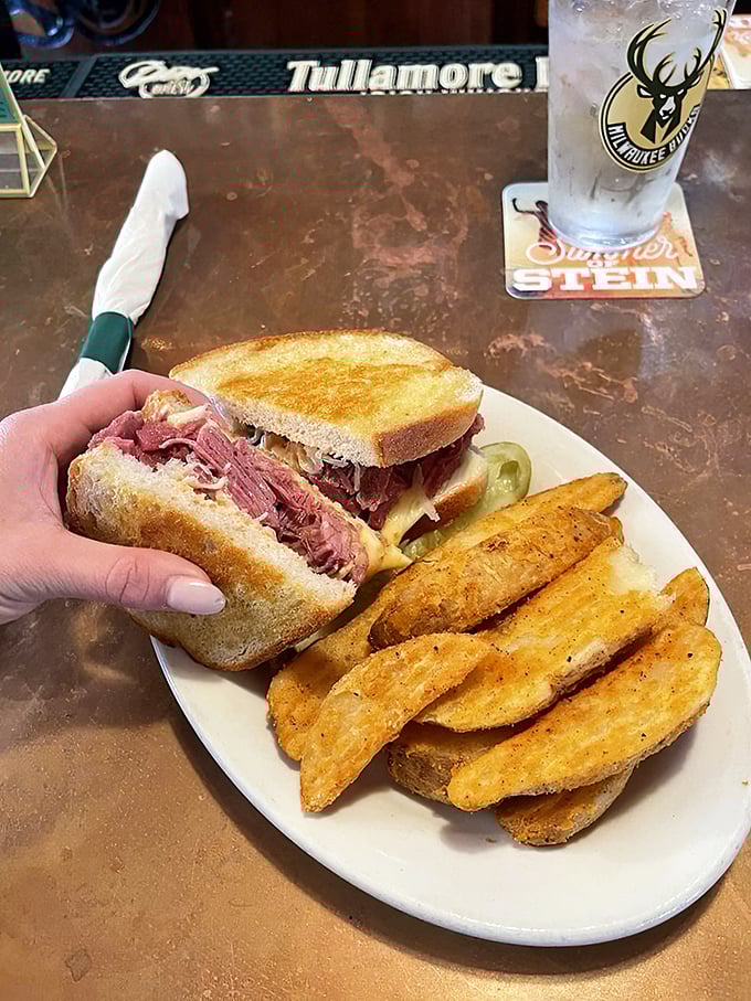 Corned beef so tender, it practically melts on your plate. Those potato wedges? They're the backup dancers that steal the show.