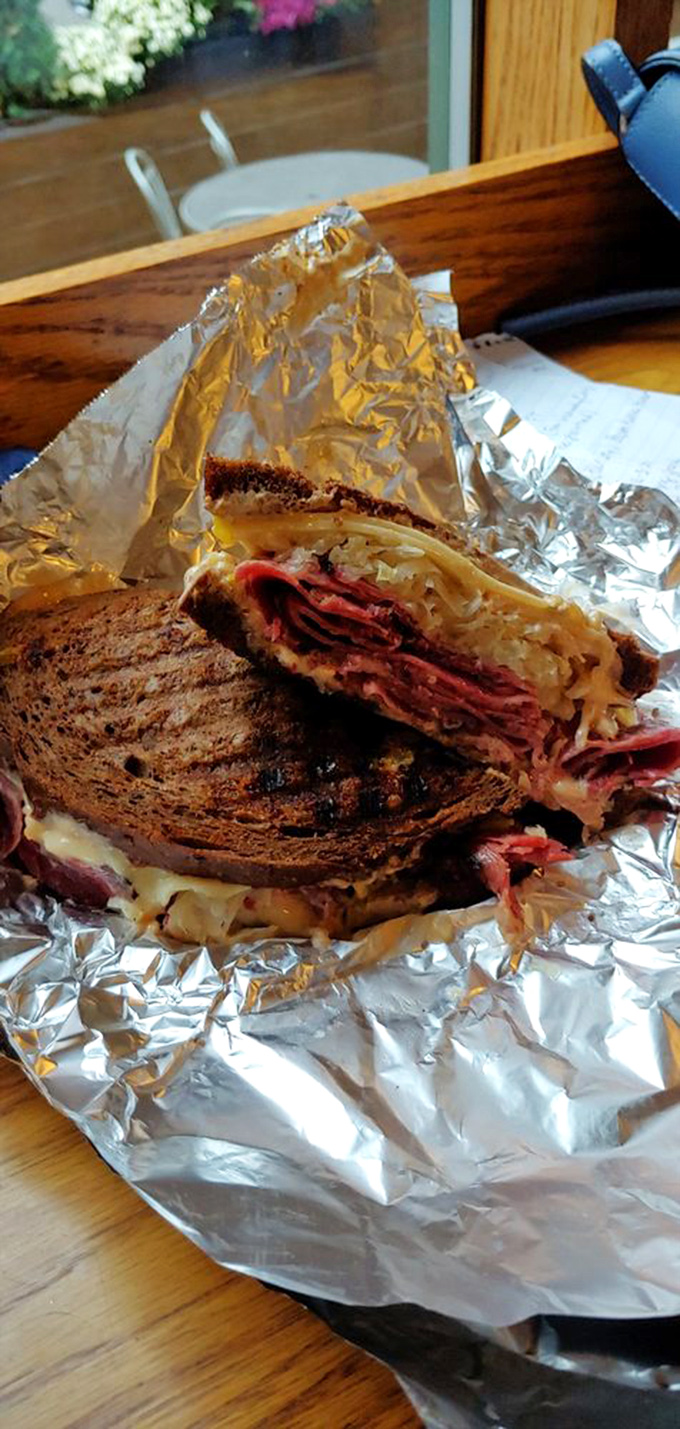 Layers upon layers of deliciousness! This Reuben is so packed, it's practically bursting at the seams with flavor.