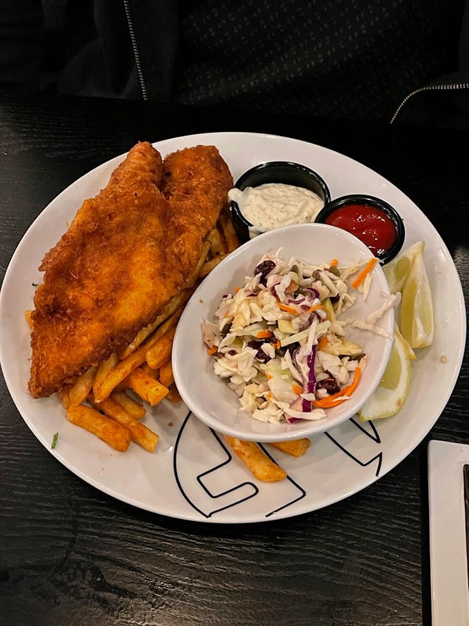 Fish and chips that could make a British pub jealous. Crispy, flaky, and paired with fries that Idaho would proudly claim as their own.