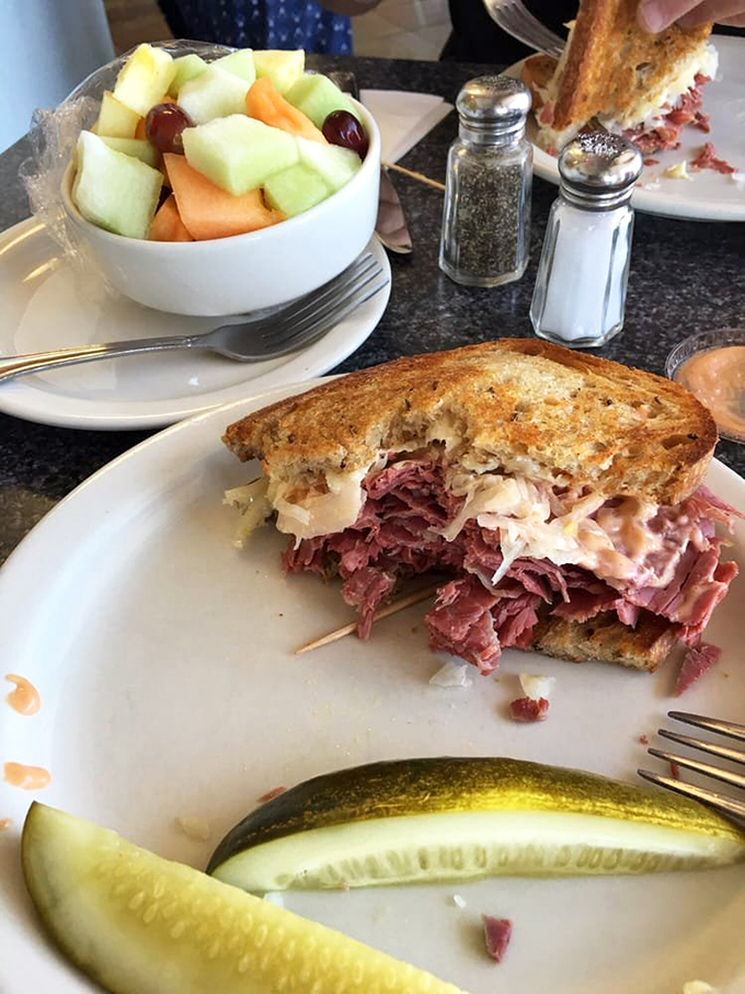 Half a Reuben, whole lotta flavor! Paired with a fruit bowl for those who want to pretend they're being healthy.
