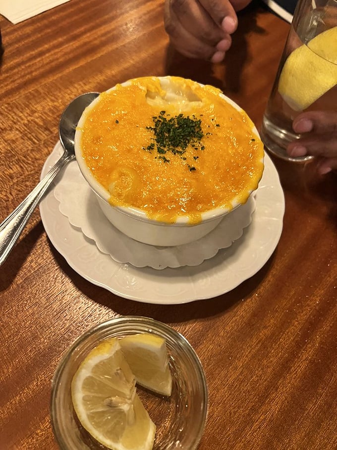 Served in a pristine white bowl, this mac and cheese isn't just food&mdash;it's therapy in carbohydrate form.