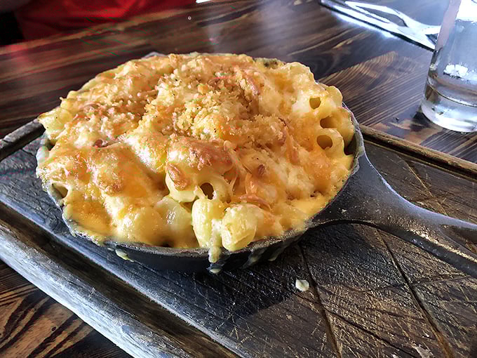 This skillet mac and cheese isn't just dinner&mdash;it's an event. The way that cheese pulls when you dig in? Pure edible theater.