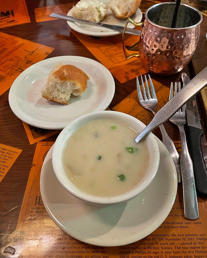 Creamy potato soup that's smoother than a politician's promise. It's like a warm hug for your taste buds!