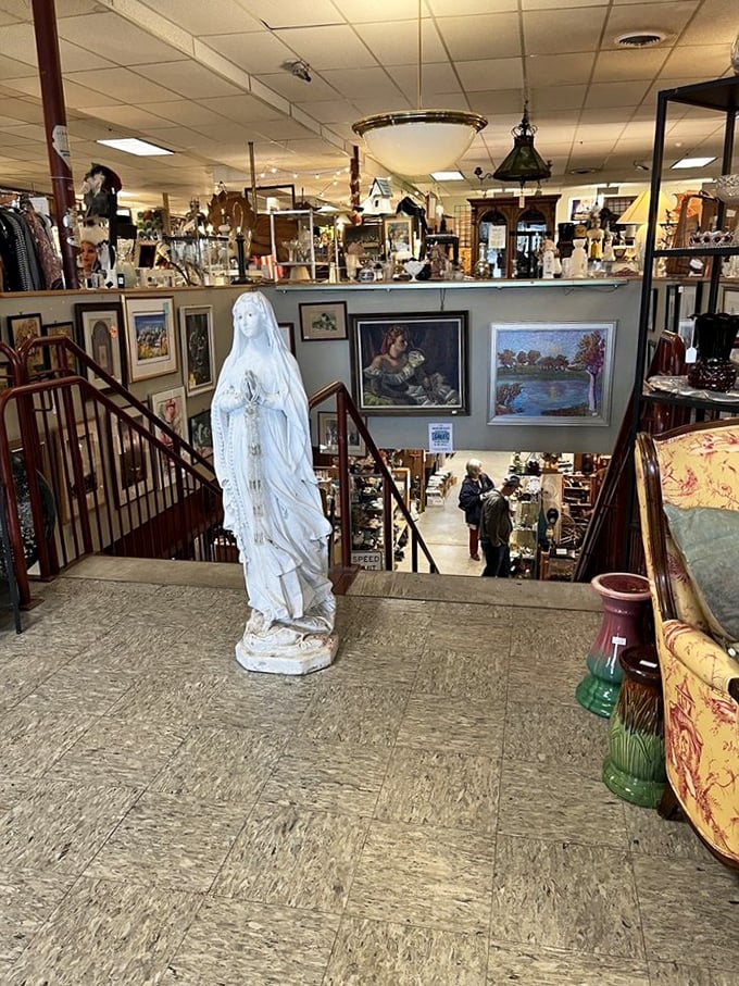 Stairway to heaven... or at least to more antiques! This multi-level wonderland keeps shoppers ascending into history.