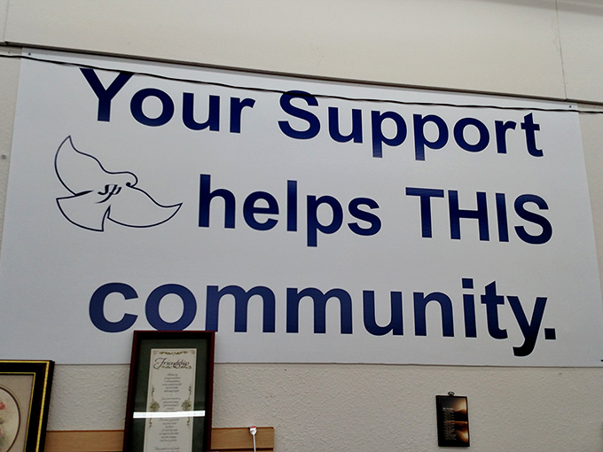 The writing's on the wall &ndash; or rather, the sign. Bethel Thrift's motto might as well be "Your Clutter, Our Treasure."