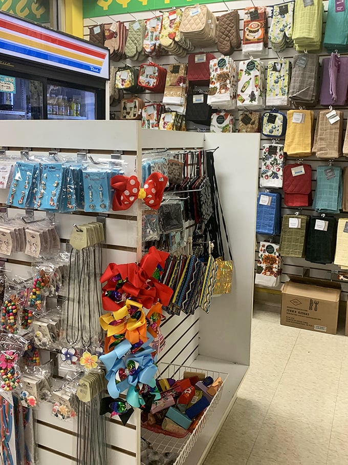 A rainbow explosion of hair accessories and crafting supplies. Marie Kondo would approve of organizing your life with such colorful affordability.