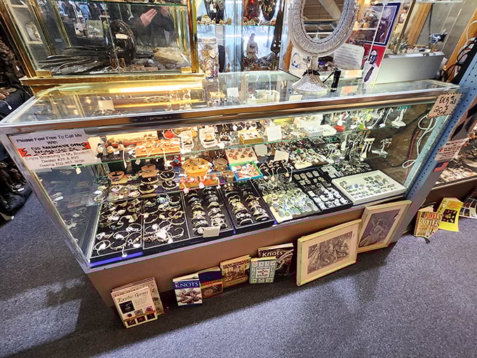 Jewelry that tells tales of bygone eras. Each piece whispers secrets of flappers, starlets, and perhaps your great-aunt Mildred.