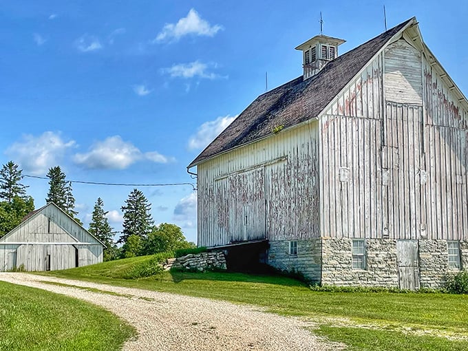 This weathered barn isn't just a building, it's a time machine. One look and you can almost hear the echoes of countless "What happens in the barn, stays in the barn" jokes.