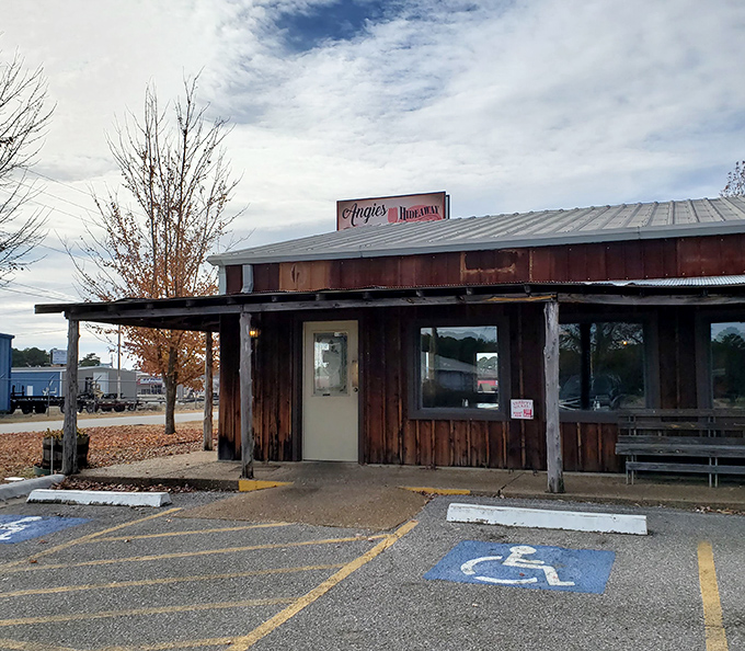 Angie's Hideaway isn't actually hiding&mdash;that rustic exterior and promise of home cooking makes it impossible to miss for hungry travelers.