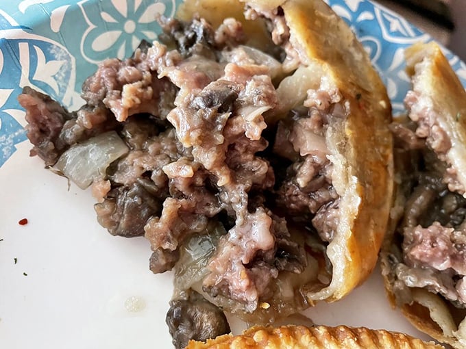 Beef and mushroom pasty: Where cow meets fungus in perfect harmony! It's like a savory symphony conducted by a culinary genius.
