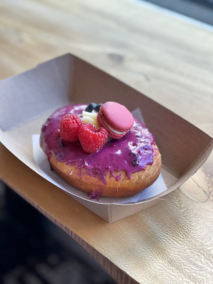 Summer on a donut! This berry-topped beauty is so fresh, it might just start its own farmers market. Don't forget to admire before devouring.