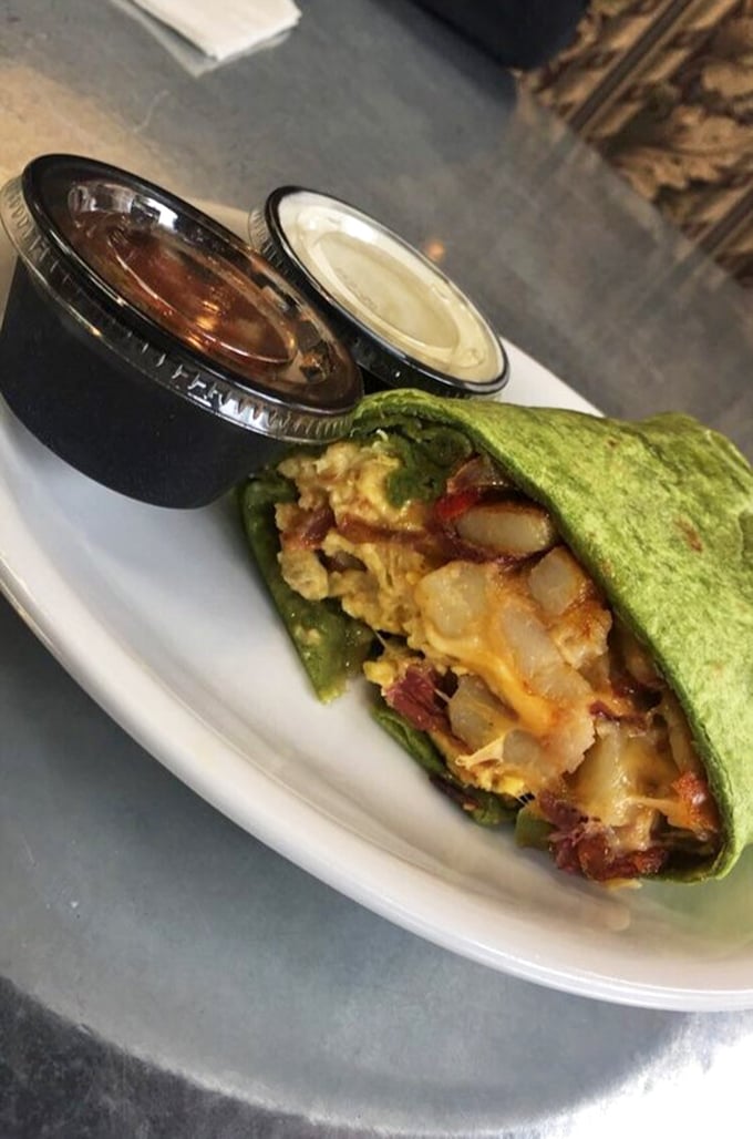 Wrapped up tighter than grandma's holiday leftovers, this burrito is a flavor fiesta waiting to break loose on your taste buds.