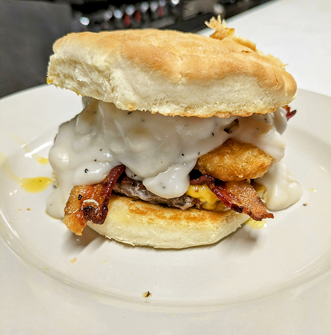 This breakfast sandwich isn't trying to reinvent the wheel&mdash;it's just making sure the wheel is delicious, satisfying, and smothered in gravy.
