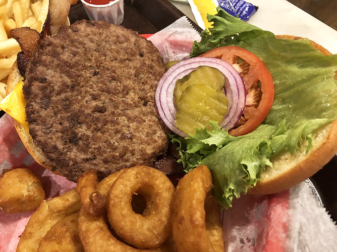 The buffalo burger: where the Old West meets your taste buds. It's like a regular burger went to cowboy school and came back with a Ph.D. in deliciousness.