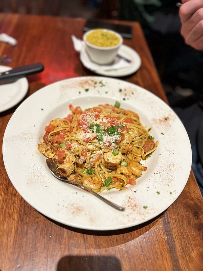Pasta with pizzazz! This Cajun creation looks like it could dance right off the plate and into your heart.