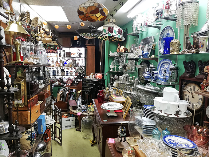 Grandma's china cabinet on steroids! This glassware collection could host a tea party for the entire cast of Downton Abbey.
