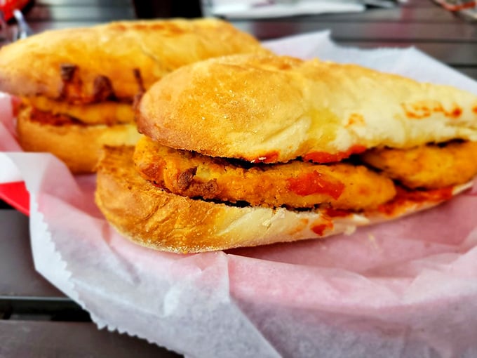 Chicken Parm, you taste so good! This sandwich is like a warm hug for your mouth, with crispy chicken and gooey cheese playing starring roles in this comfort food blockbuster.