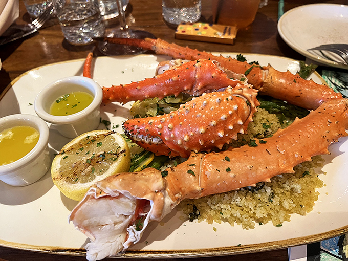 Claw your way to happiness with these succulent king crab legs. Served with zesty lemon and butter, they're the ultimate "shell-ebration" of Alaskan seafood.