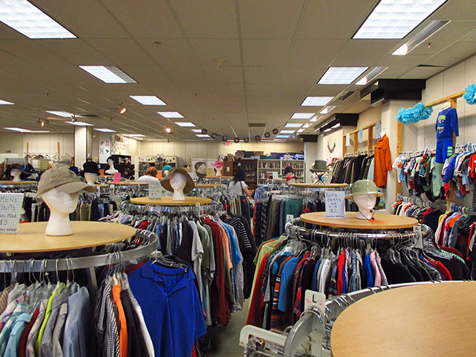A rainbow of recycled fashion! This clothing section is like a time machine, ready to transport you back to any decade you fancy.