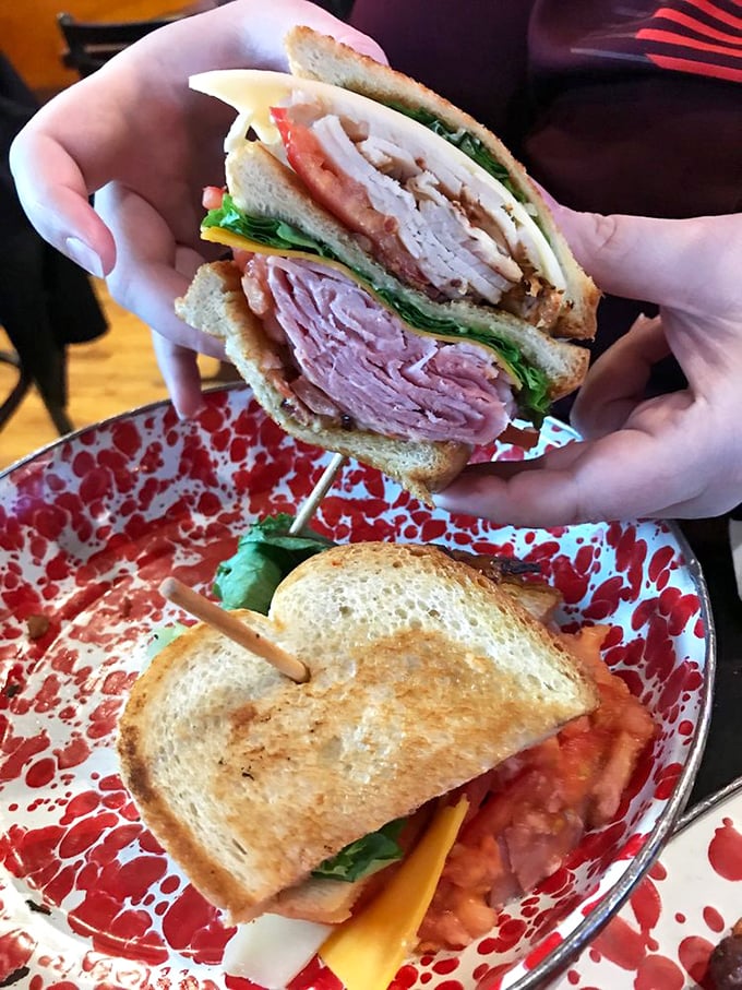 The club sandwich that puts your country club to shame. Layers of meaty goodness nestled between golden toast &ndash; it's a skyscraper of deliciousness.