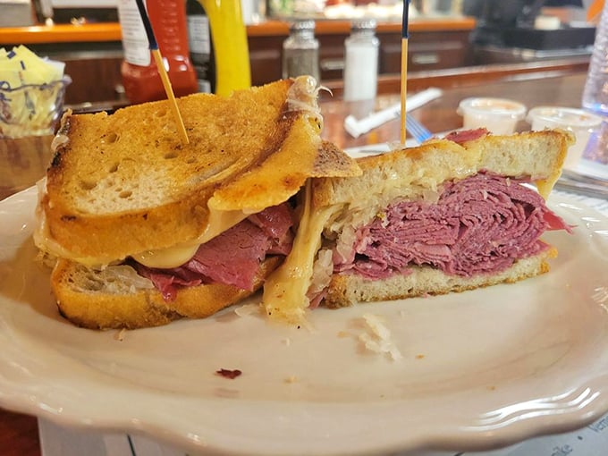 Meet the Corned Beef Reuben, the heavyweight champion of the deli world. It's a flavor punch that'll knock your socks off!