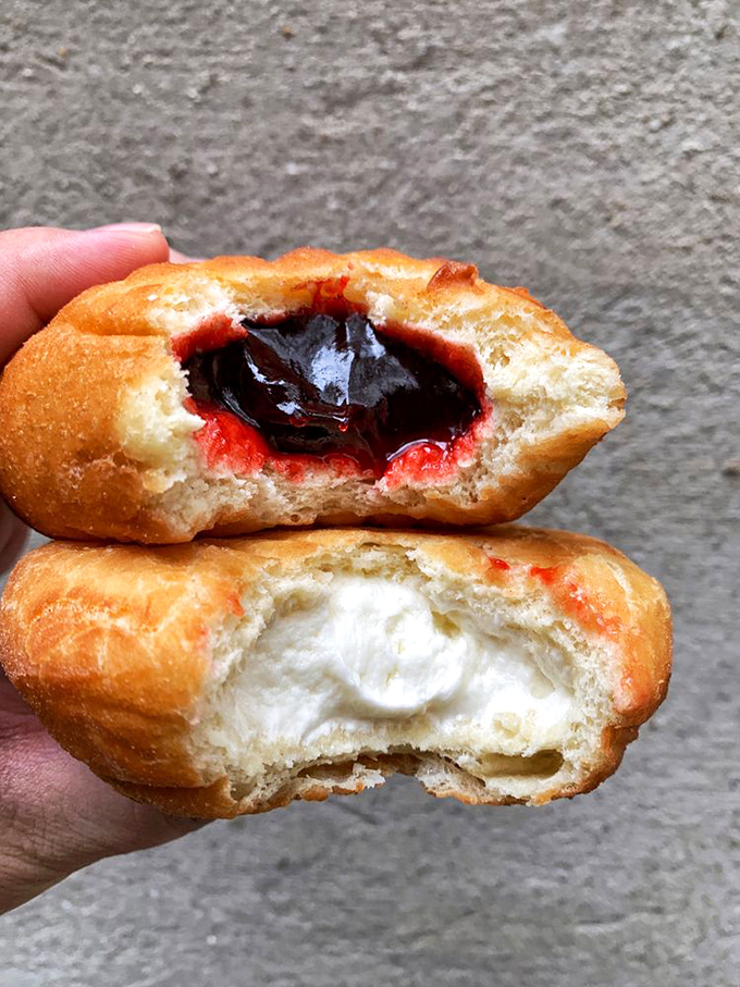 A tale of two fillings: creamy vanilla and tangy berry. These donuts are proof that it's what's inside that counts.
