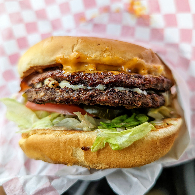 Double the patties, double the fun! This cheeseburger is bringing sexy back to the classic American sandwich.