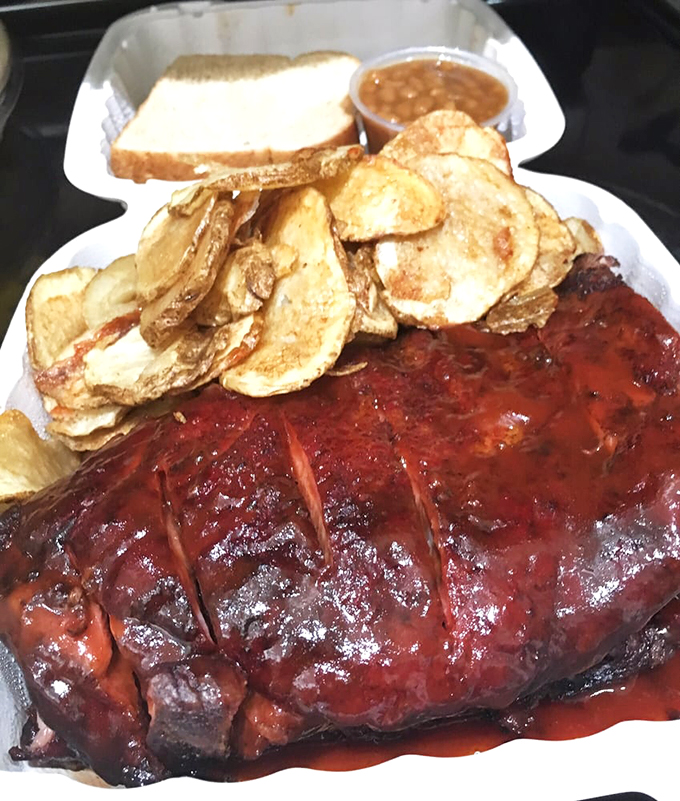 Behold, the motherload of meaty goodness! This full slab is like the Everest of barbecue &ndash; a challenge worth accepting.