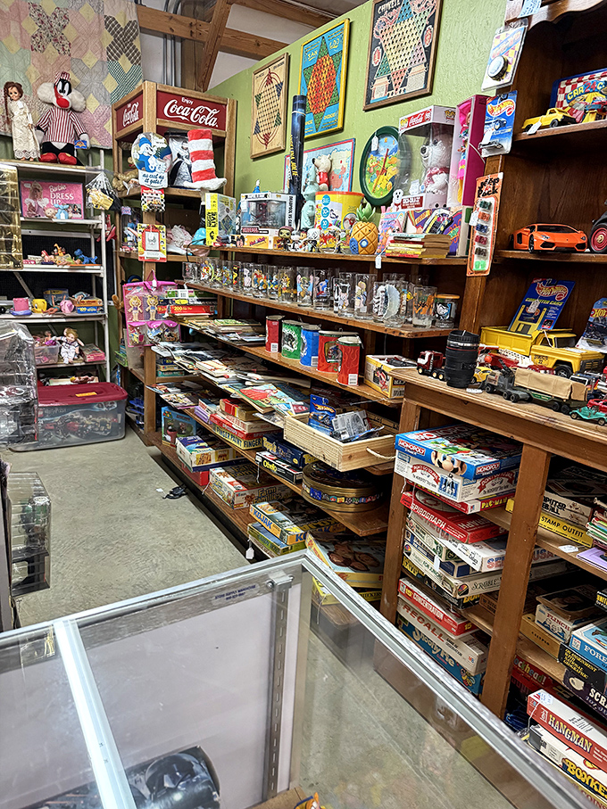 Game night, anyone? From Monopoly to Muppets, this booth is like a time capsule of family fun nights past.