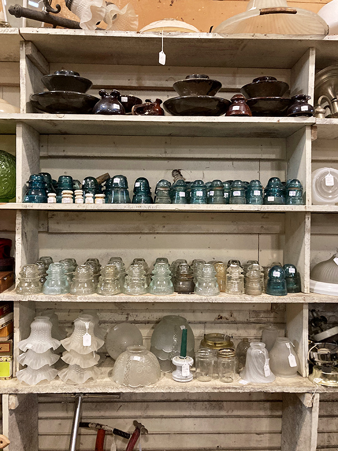 Glass act! This collection of vintage bottles and insulators could spark conversations brighter than their sun-catching hues.