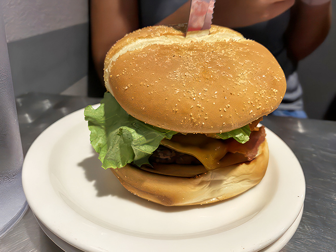 Smoky, saucy, and oh-so-satisfying! The Hickory Burger is like a campfire in your mouth, minus the s'mores and ghost stories.